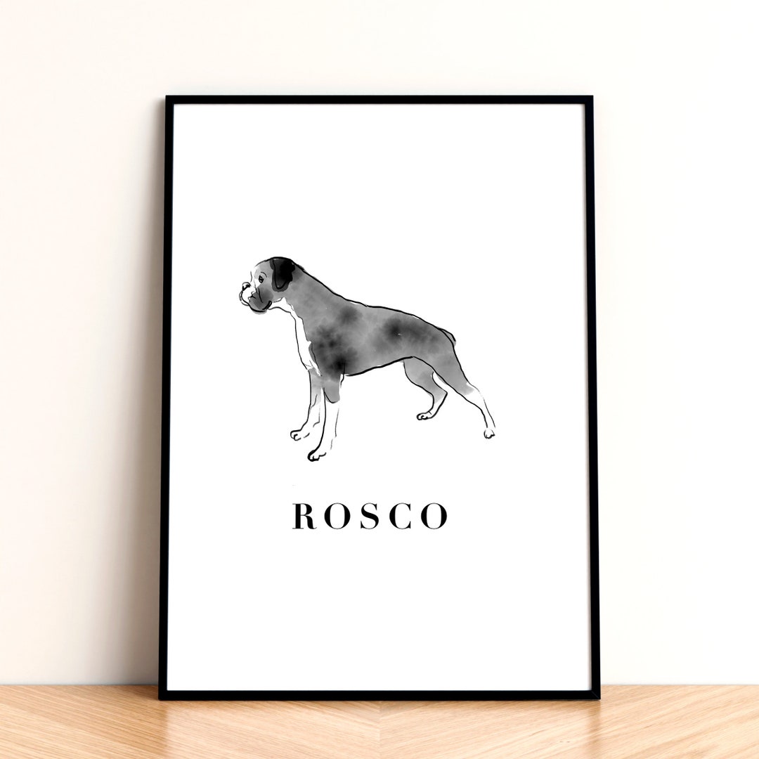 Custom Dog Poster - Boxer Dog Poster Print - Original Boxer Dog Drawing ...
