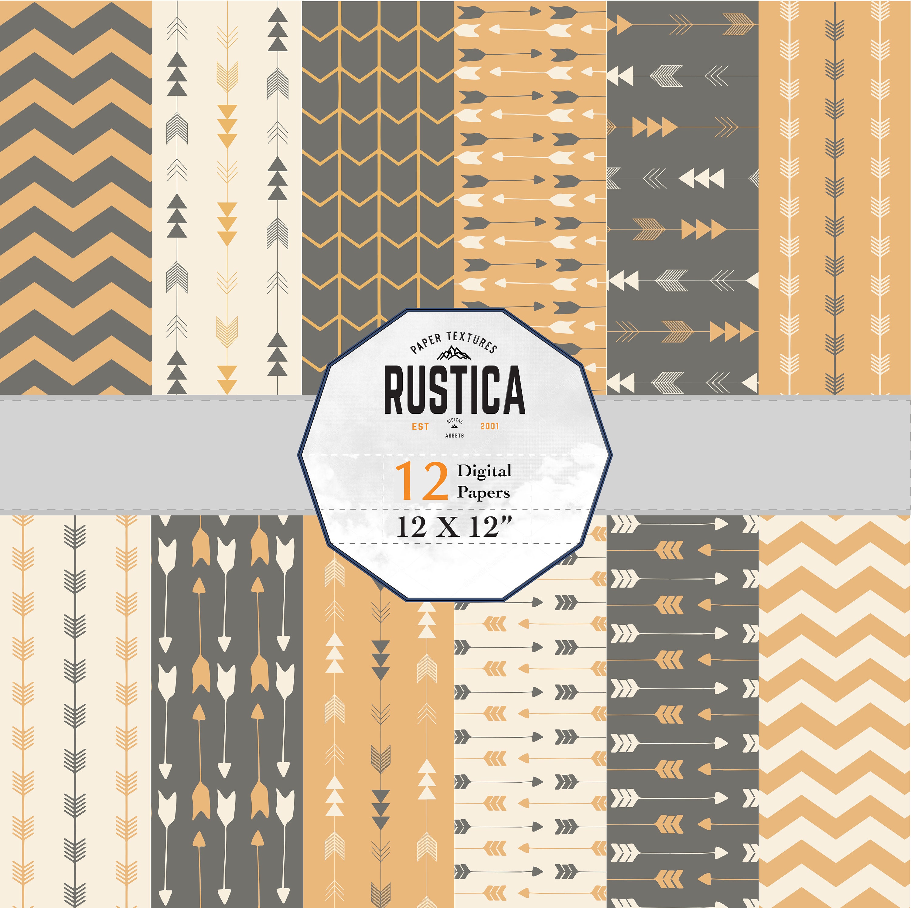 Natural Arrows Digital Paper, Scrapbook Backgrounds, Tribal Patterns ...