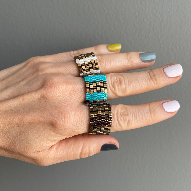 Thick Statement Bronze Band Ring Chunky Wide Beaded Ring - Etsy