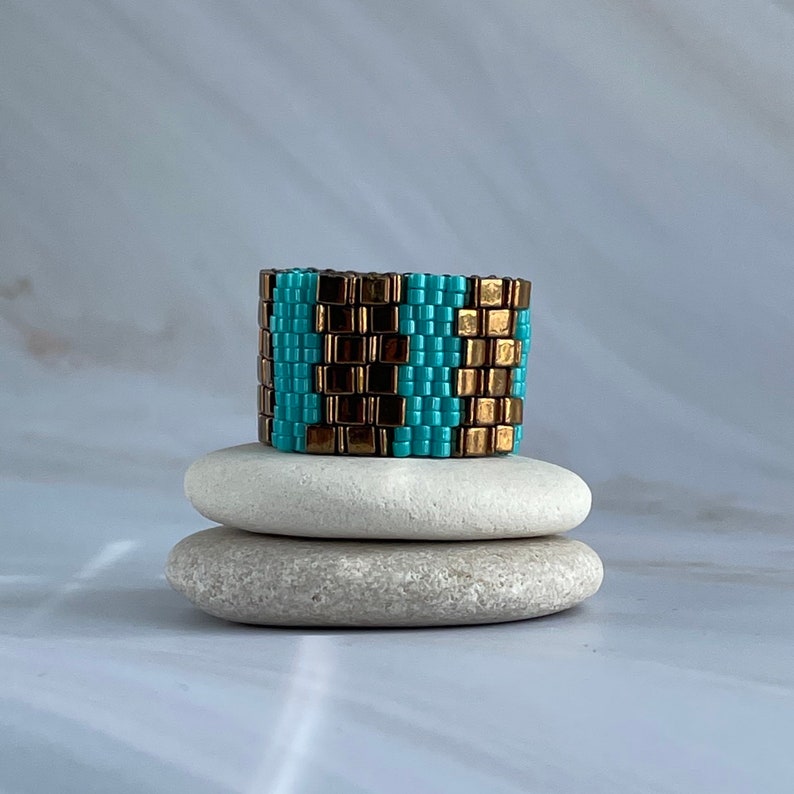 Thick Statement Bronze Band Ring Chunky Wide Beaded Ring - Etsy