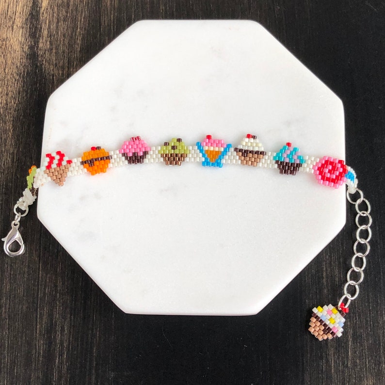 Sweet Treats Bracelet Cupcake Beaded Bracelet Candy Seed - Etsy