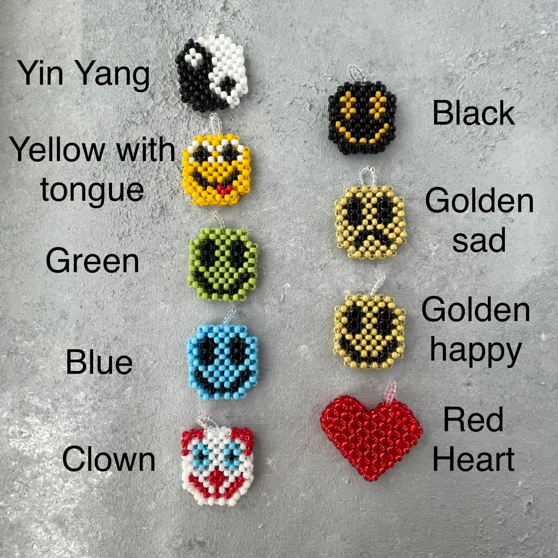 Smiley Face Pendants Beaded Happy Face Emoji Charms Heart - Etsy