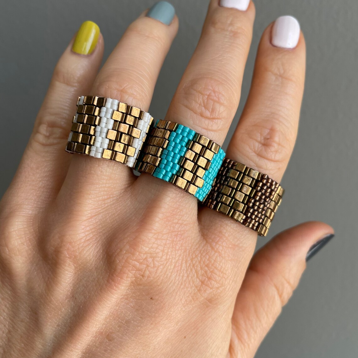 Thick Statement Bronze Band Ring Chunky Wide Beaded Ring - Etsy