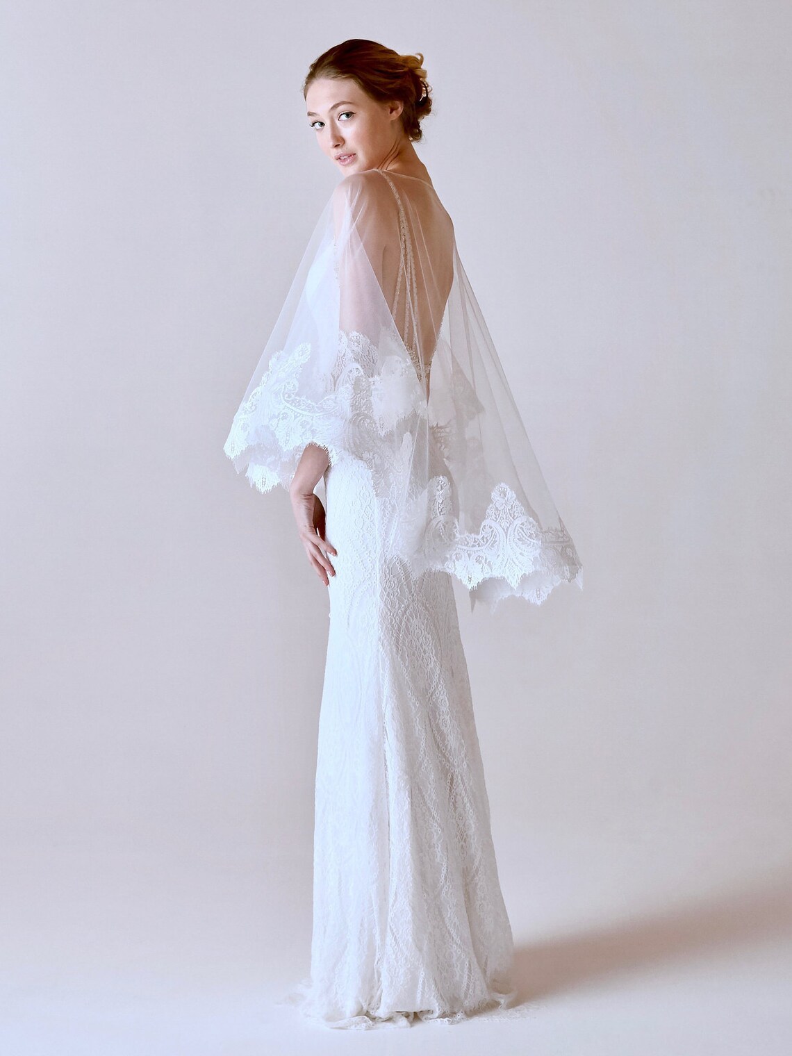 White, Lace Edged, Cape - Etsy