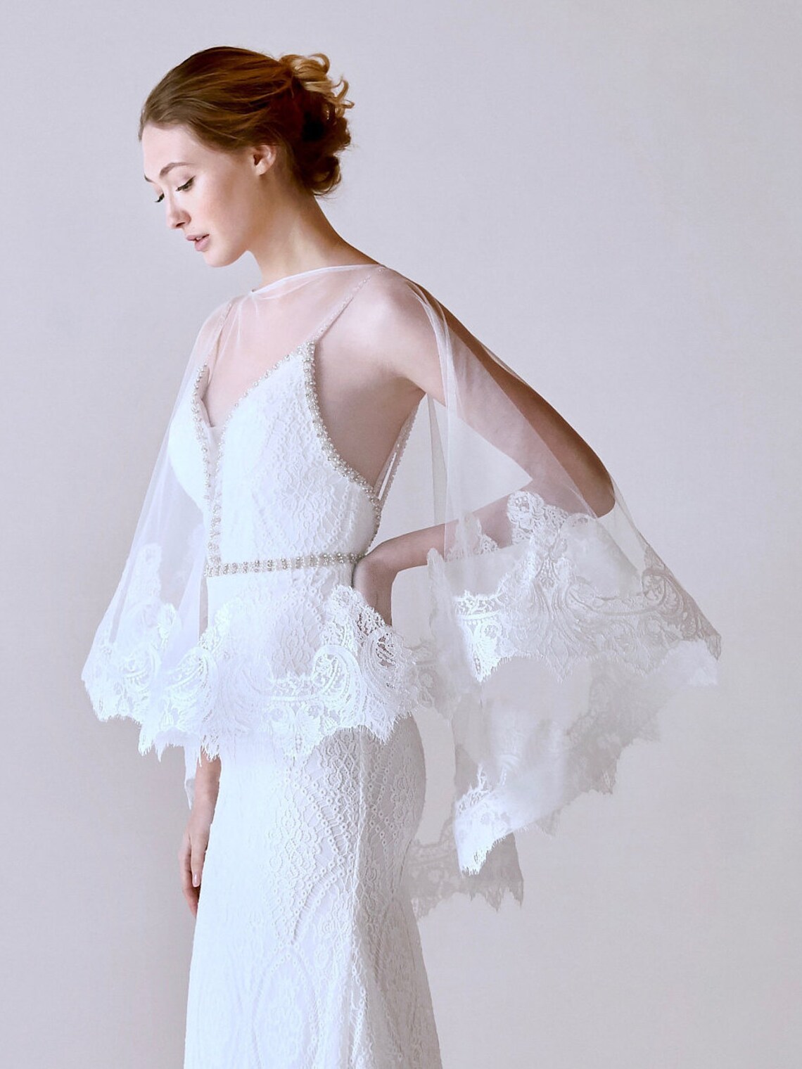 White, Lace Edged, Cape - Etsy