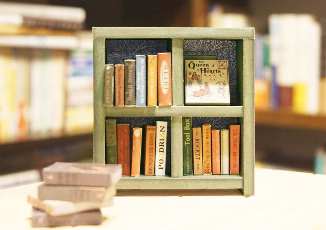 Realistic Miniature Bookshelf, Paper Craft Digital Template Pattern ...