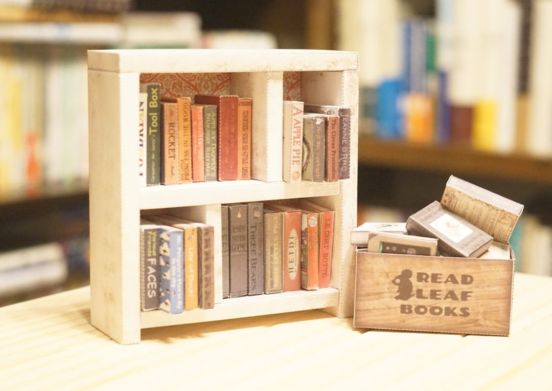 Realistic Miniature Bookshelf, Paper Craft Digital Template Pattern ...