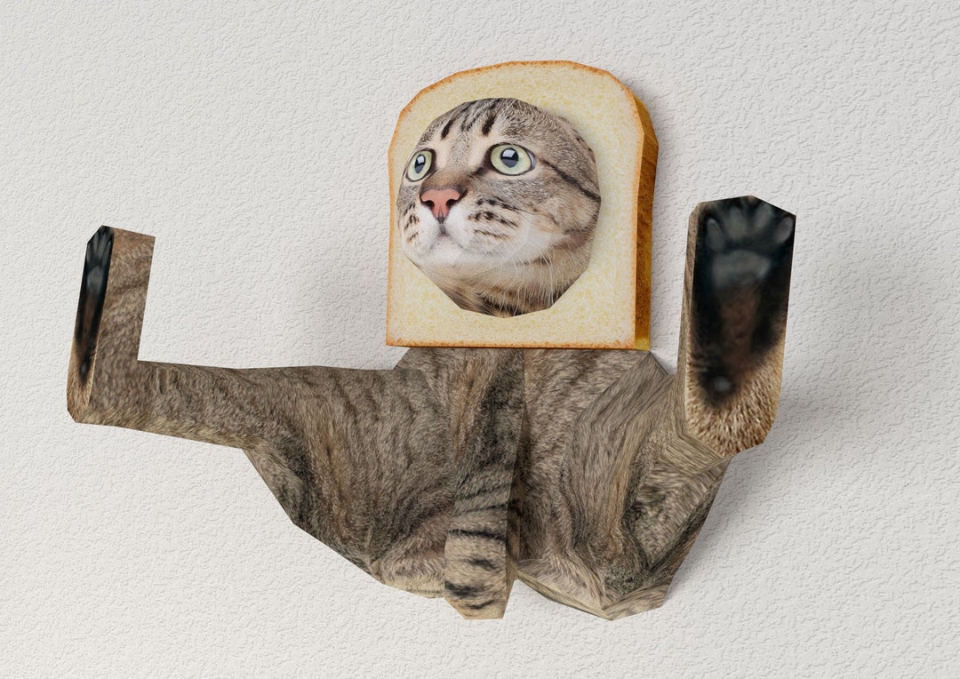 3D Paper Craft Low Poly Object Art Doll Model Pattern DIY - CAT & BREAD ...