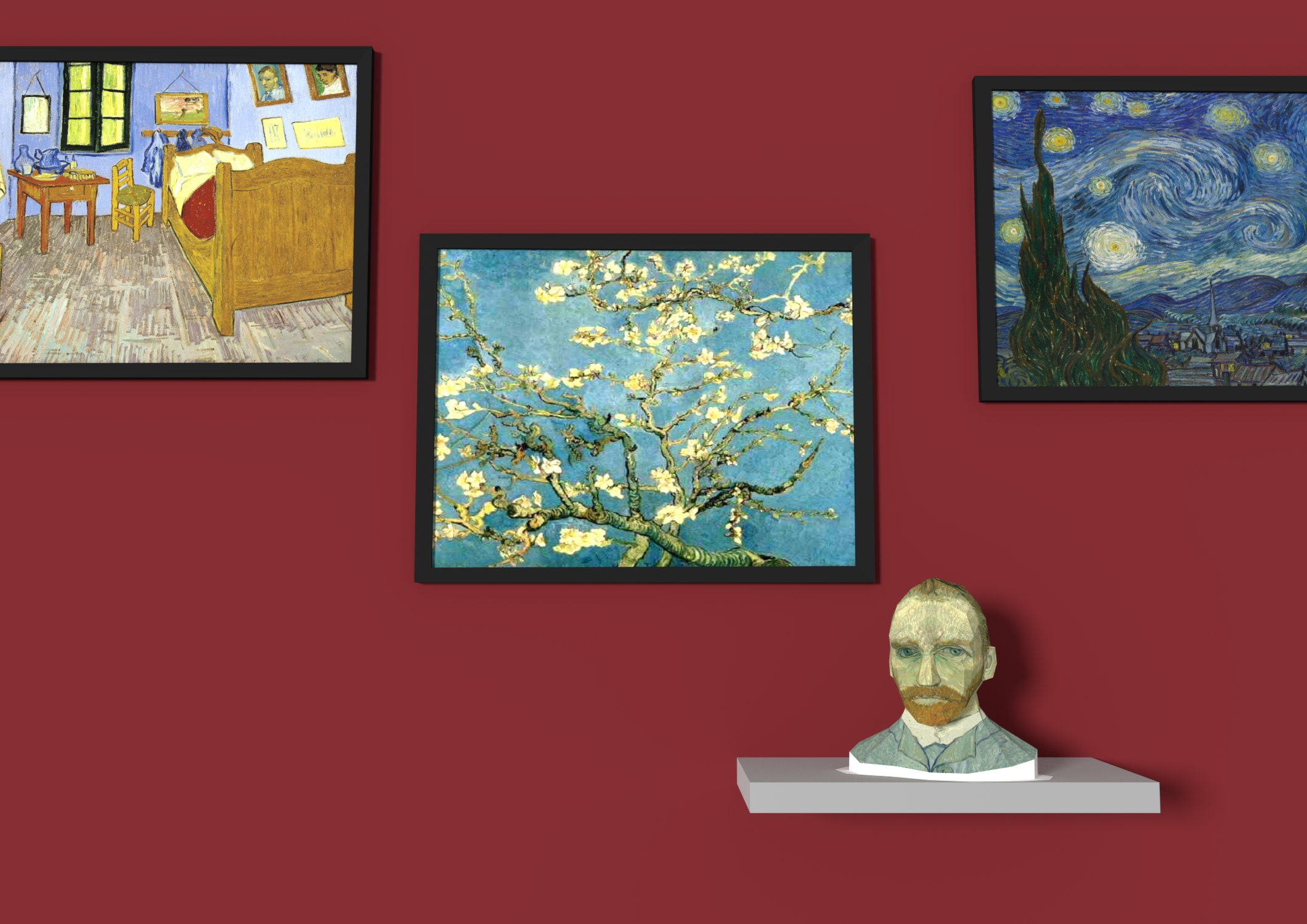 3D Paper Craft Low Poly Object Art Model Pattern DIY - Vincent Van Gogh ...