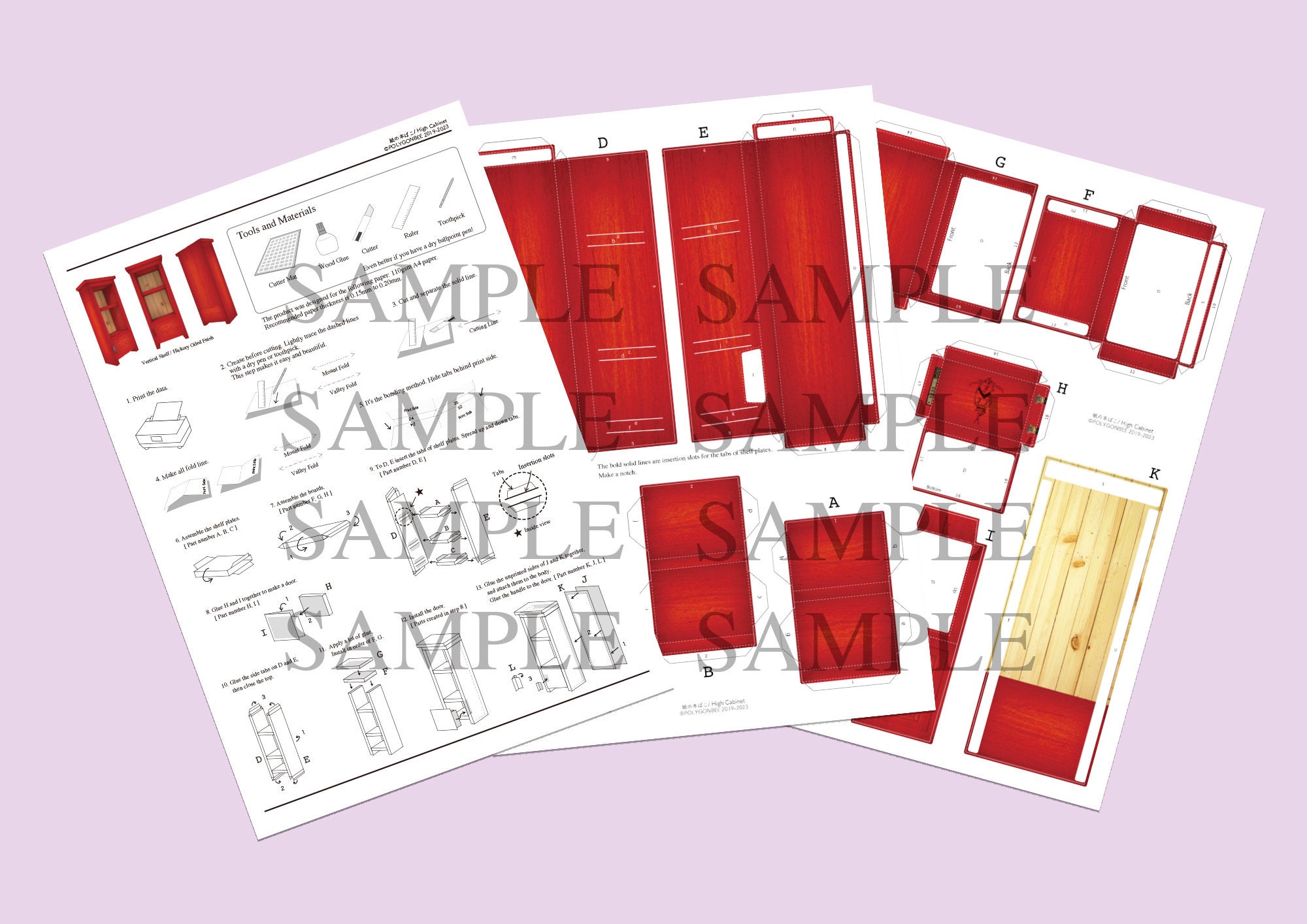 Realistic Miniature Bookshelf, Paper Craft Digital Template Pattern ...