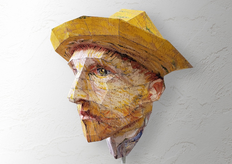3D Paper Craft Low Poly Object Art Model Pattern DIY Vincent Van Gogh ...