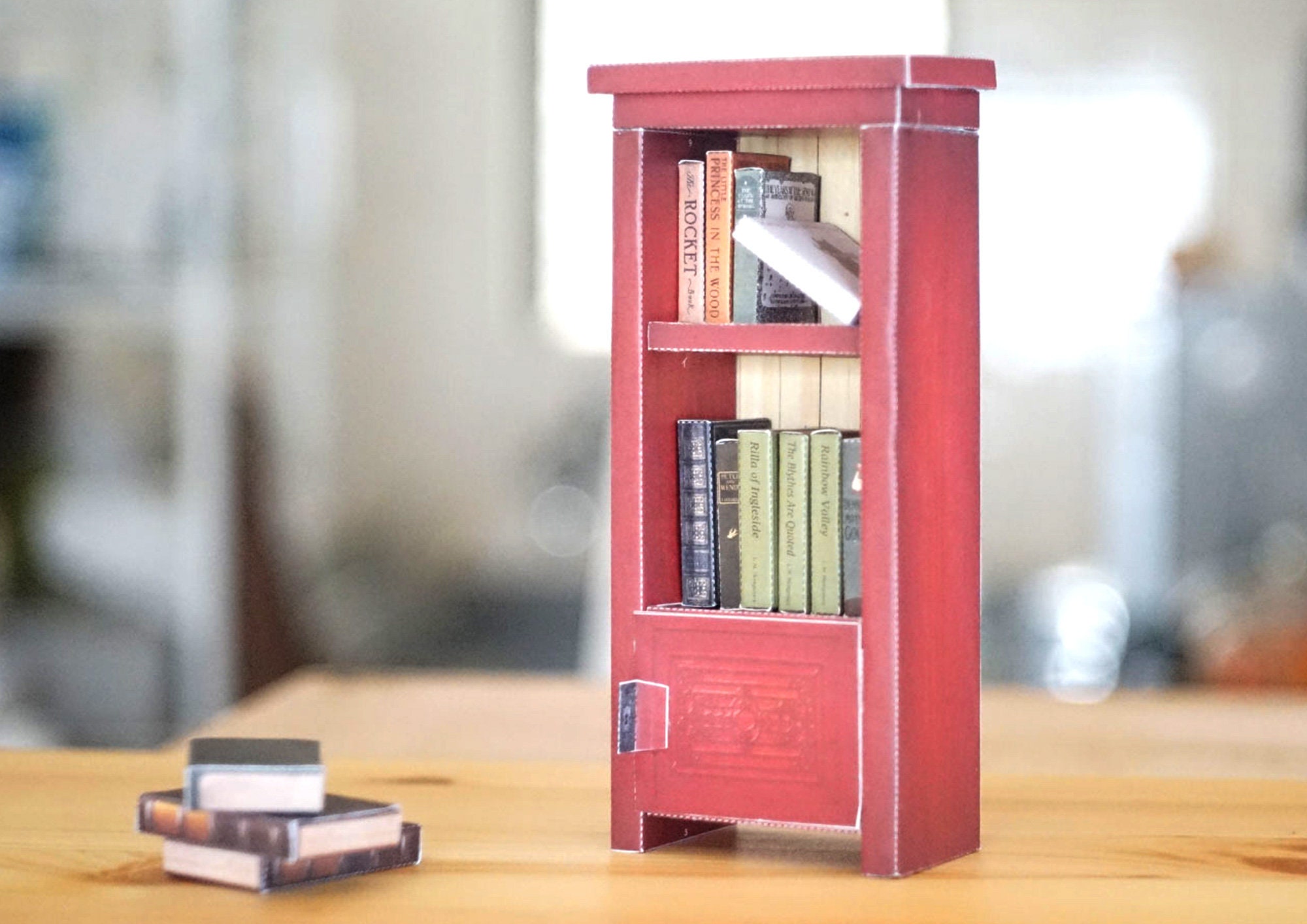 Realistic Miniature Bookshelf, Paper Craft Digital Template Pattern ...