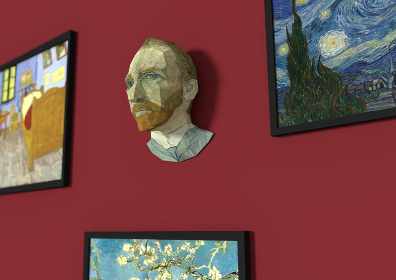 3D Paper Craft Low Poly Object Art Model Pattern DIY Vincent van Gogh ...