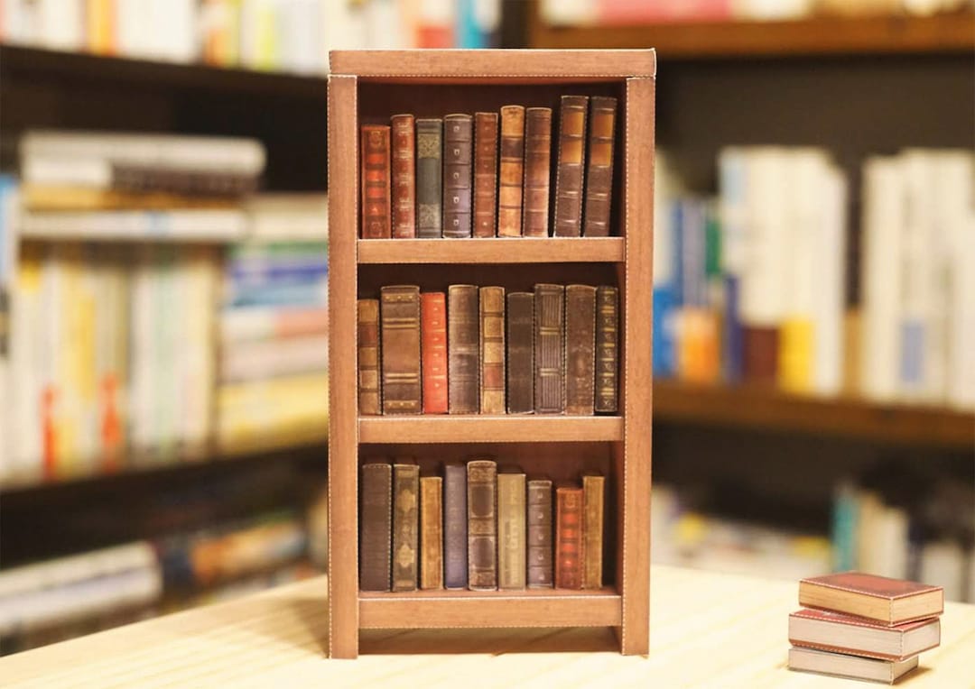 Realistic Miniature Bookshelf, Paper Craft Digital Template Pattern ...