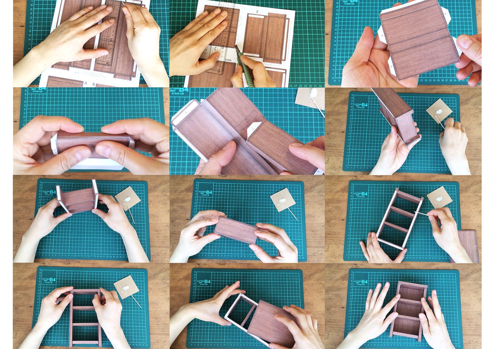 Realistic Miniature Bookshelf, Paper Craft Digital Template Pattern ...