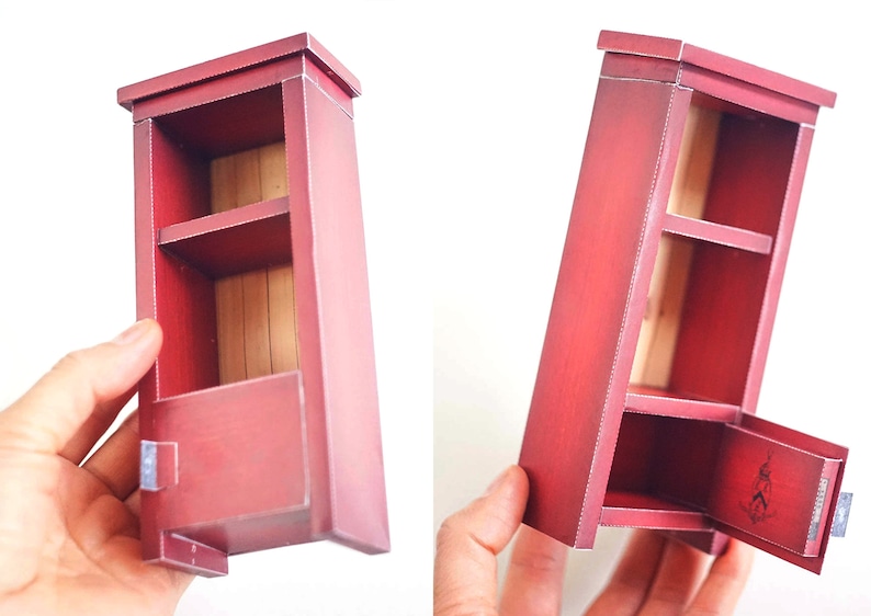 Realistic Miniature Bookshelf, Paper Craft Digital Template Pattern ...