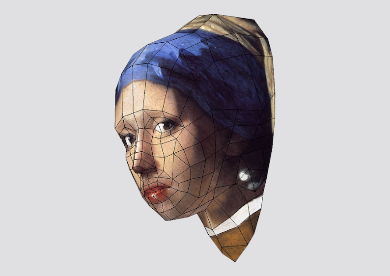 3D Paper Craft Low Poly Object Art Doll Model Pattern DIY the Girl With ...