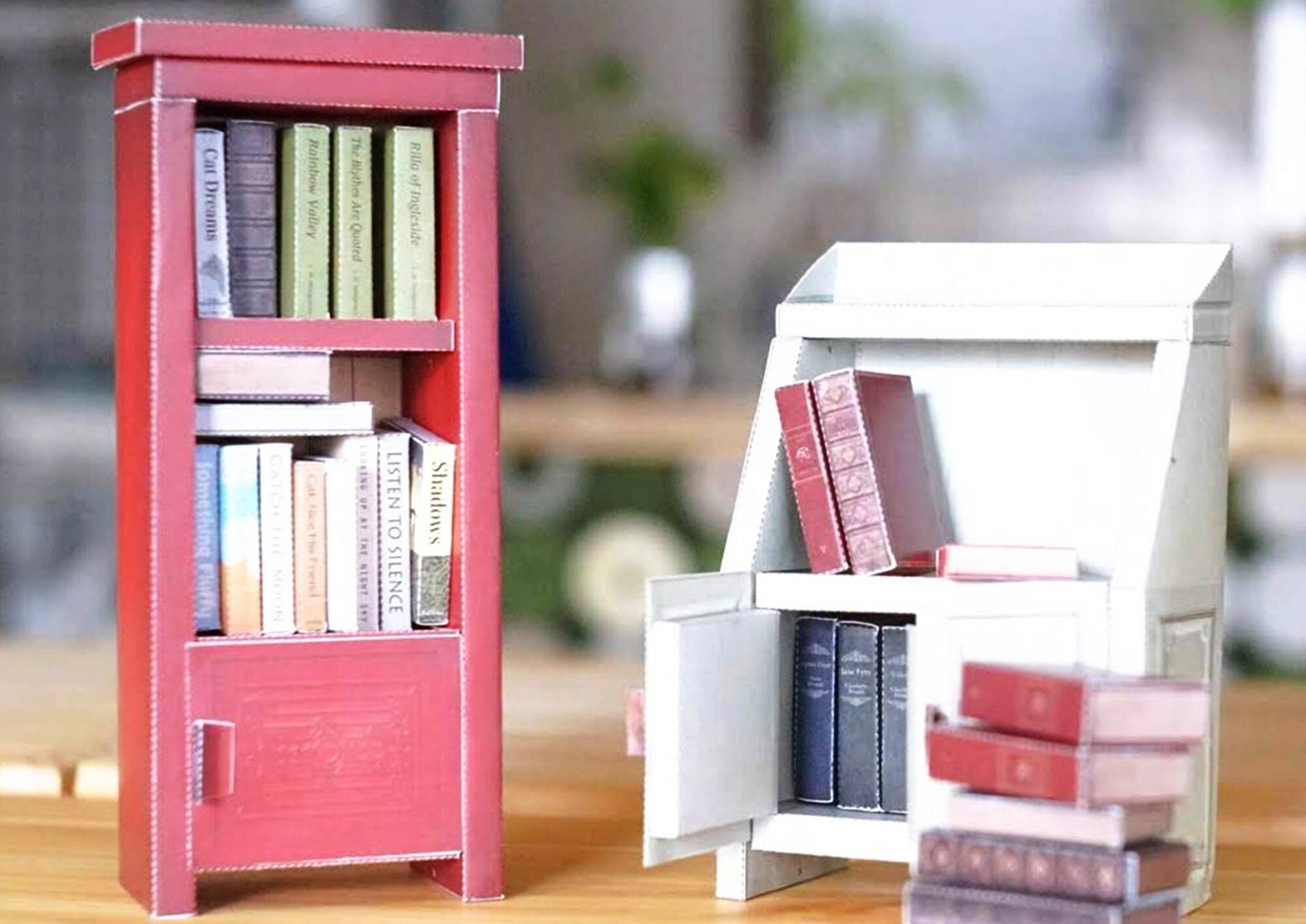 Realistic Miniature Bookshelf, Paper Craft Digital Template Pattern ...