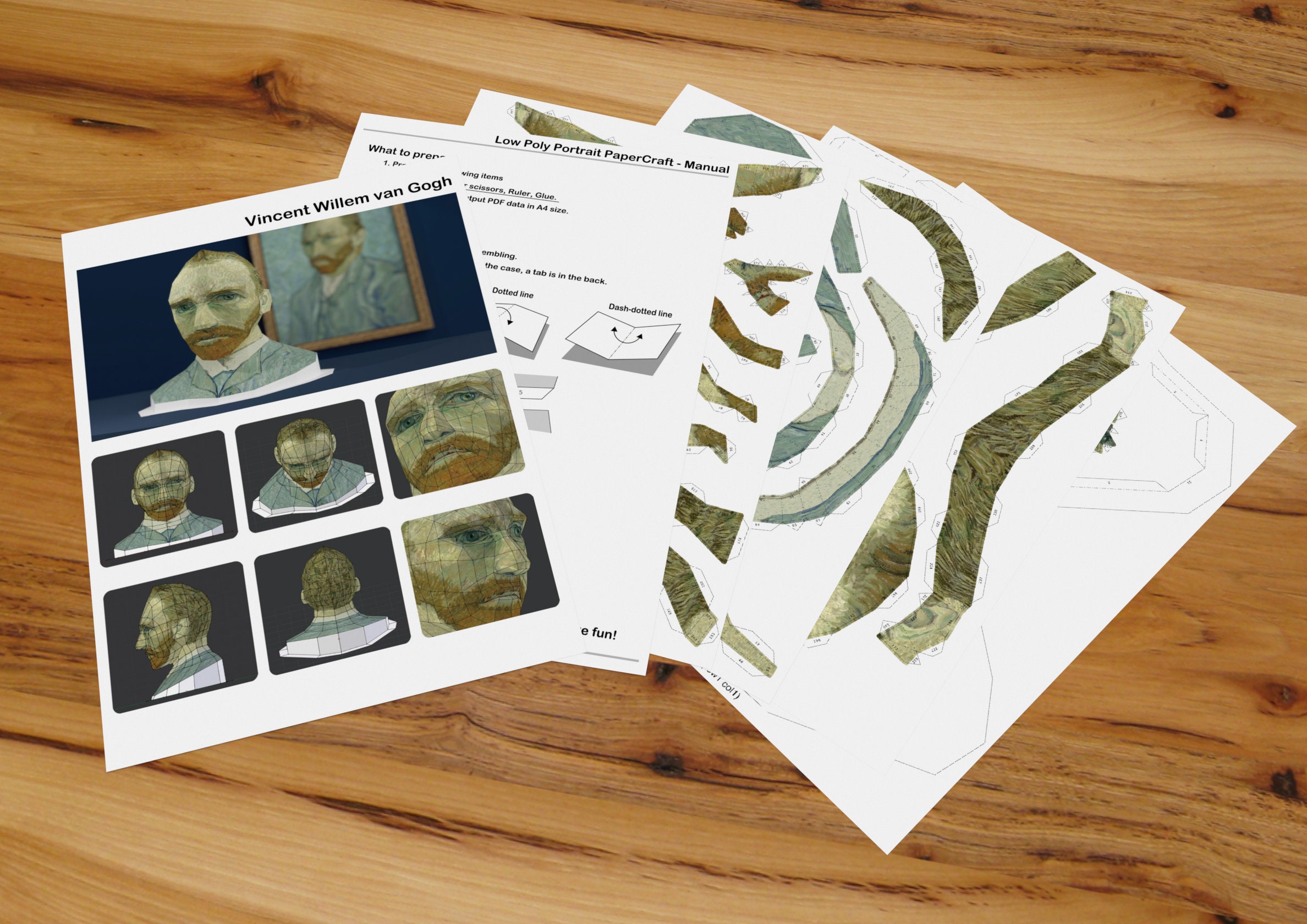 3D Paper Craft Low Poly Object Art Model Pattern DIY - Vincent Van Gogh ...