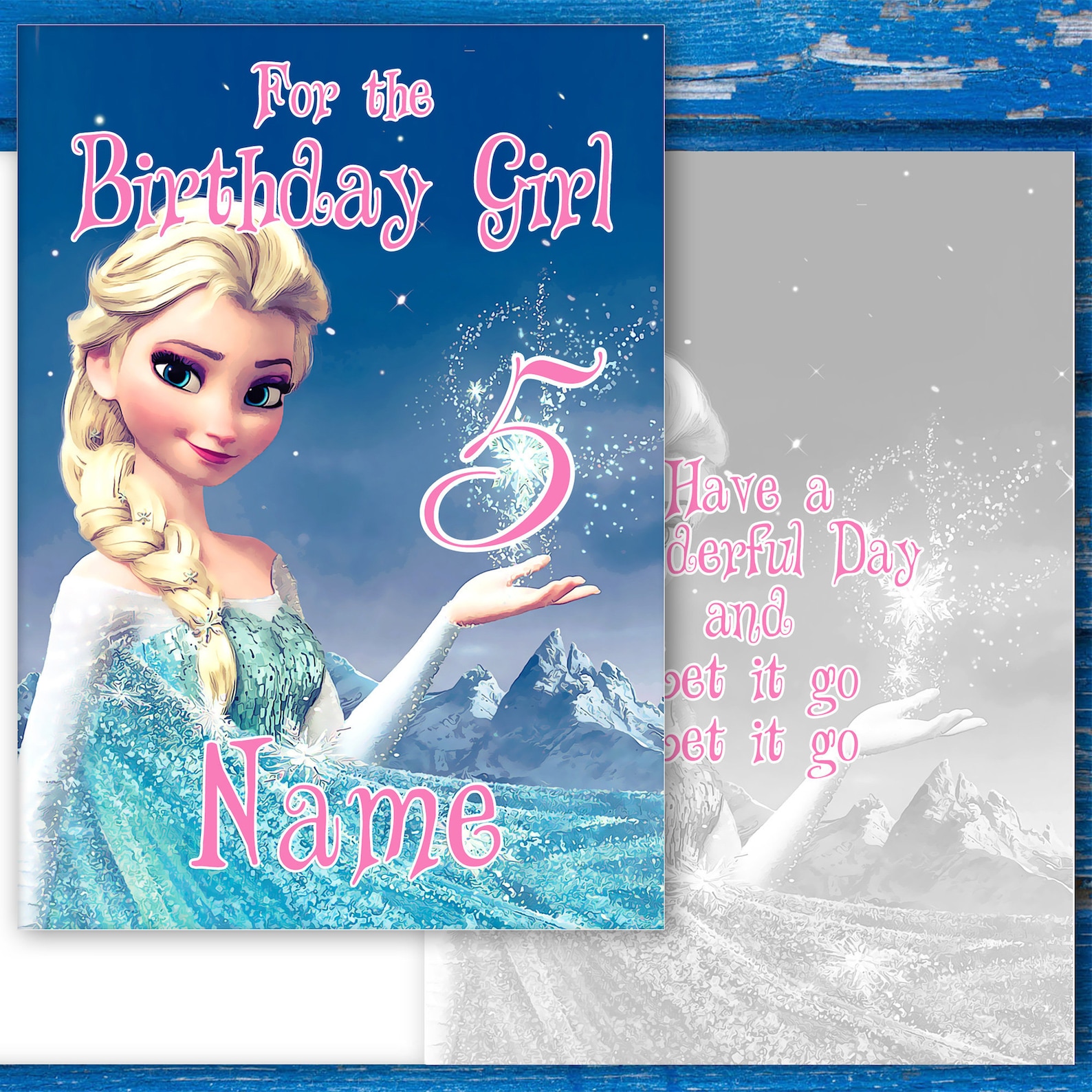 Disney Frozen Birthday Card with Elsa. Personalise Name Age | Etsy