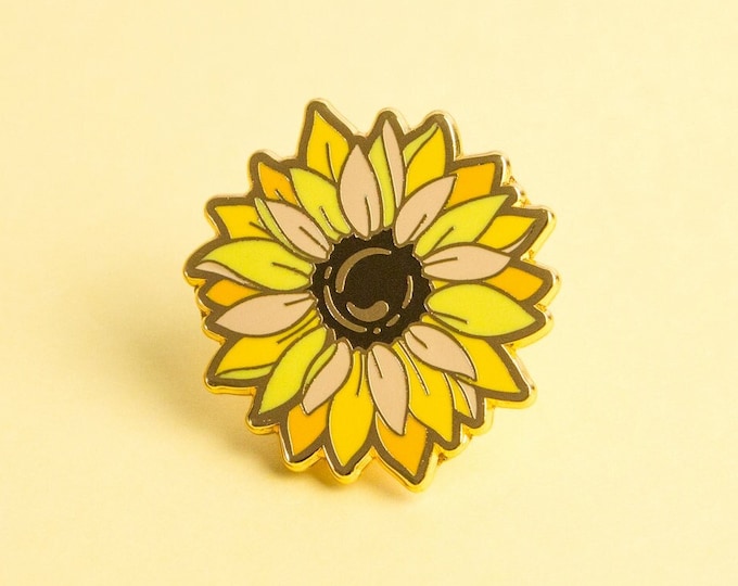 Sunflower Enamel Pin: Gold-plated Floral Lapel Brooch - Etsy