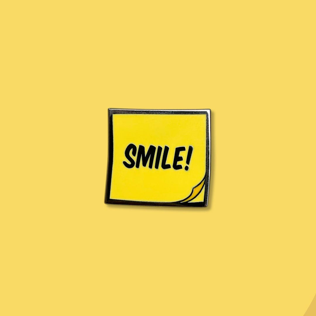 Smile Post-it Note Enamel Pin: Cheerful Lapel Brooch - Etsy