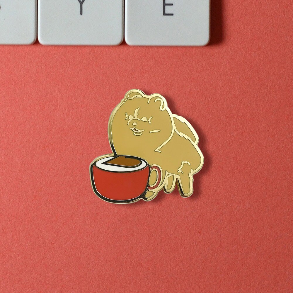 Pomeranian Cappuccino Pin // Coffee Americano Espresso Dark - Etsy