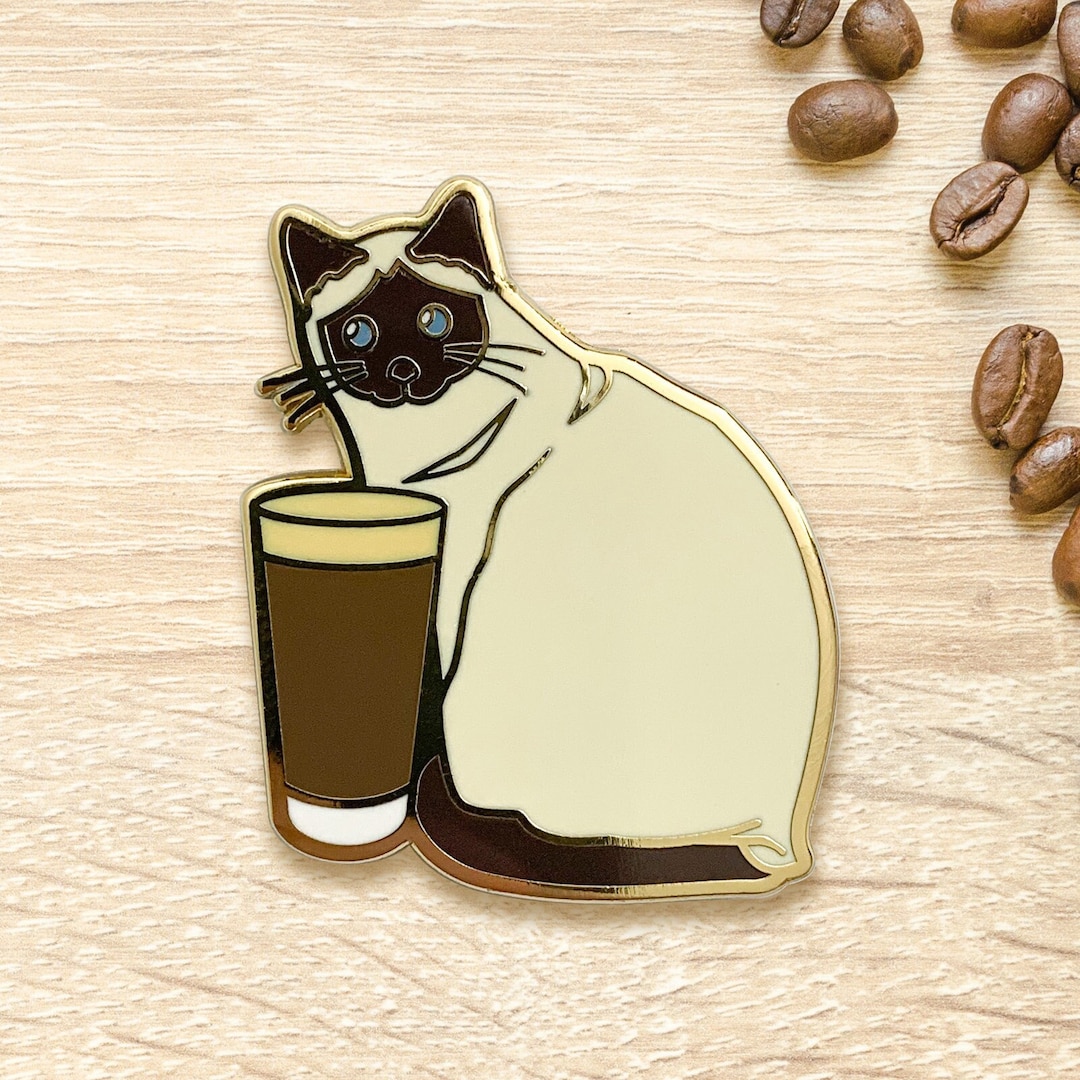 Siamese Cat Nitro Cold Brew Enamel Pin - Etsy