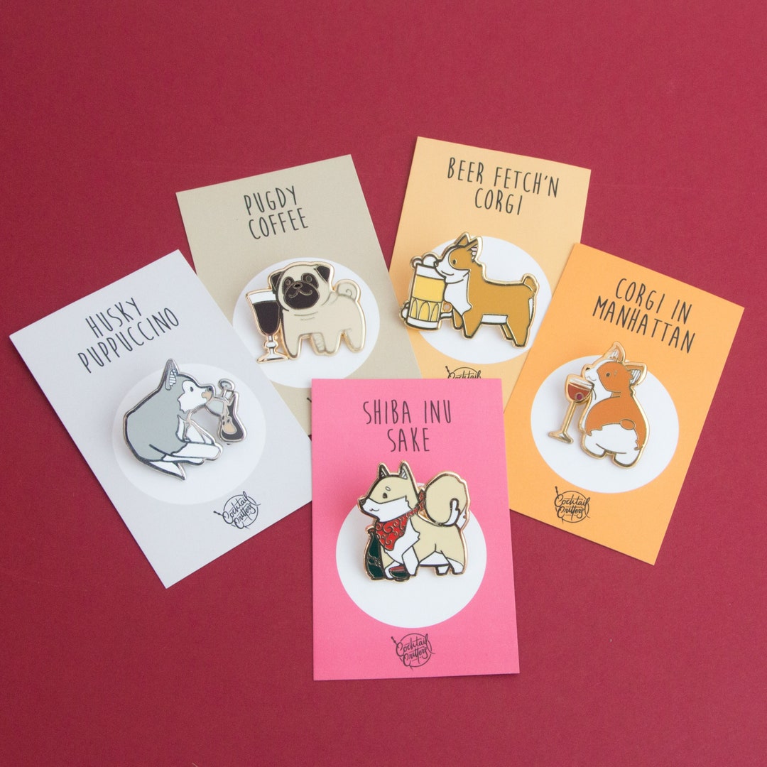 Dog Pack Hard Enamel Pins Set | Husky, Corgi, Shiba Inu, Pug, Dogs ...