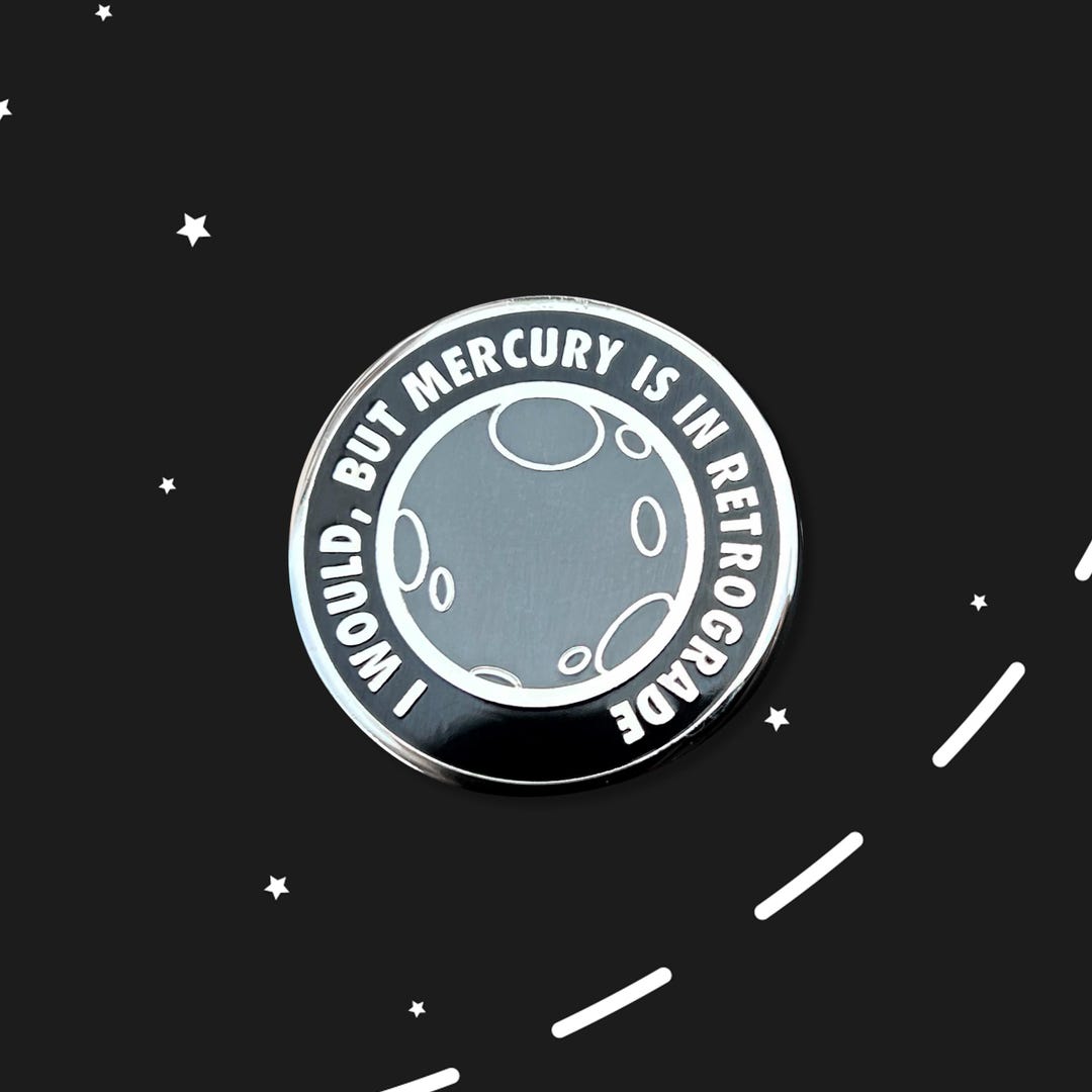 Mercury Retrograde Enamel Pin: Silver-plated Lapel Brooch - Etsy
