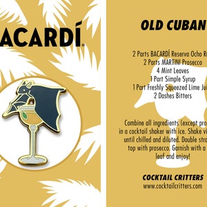 Bacardi Old Cuban Pin Rum Cocktail Gift Idea for Him, Vampire Diaries ...