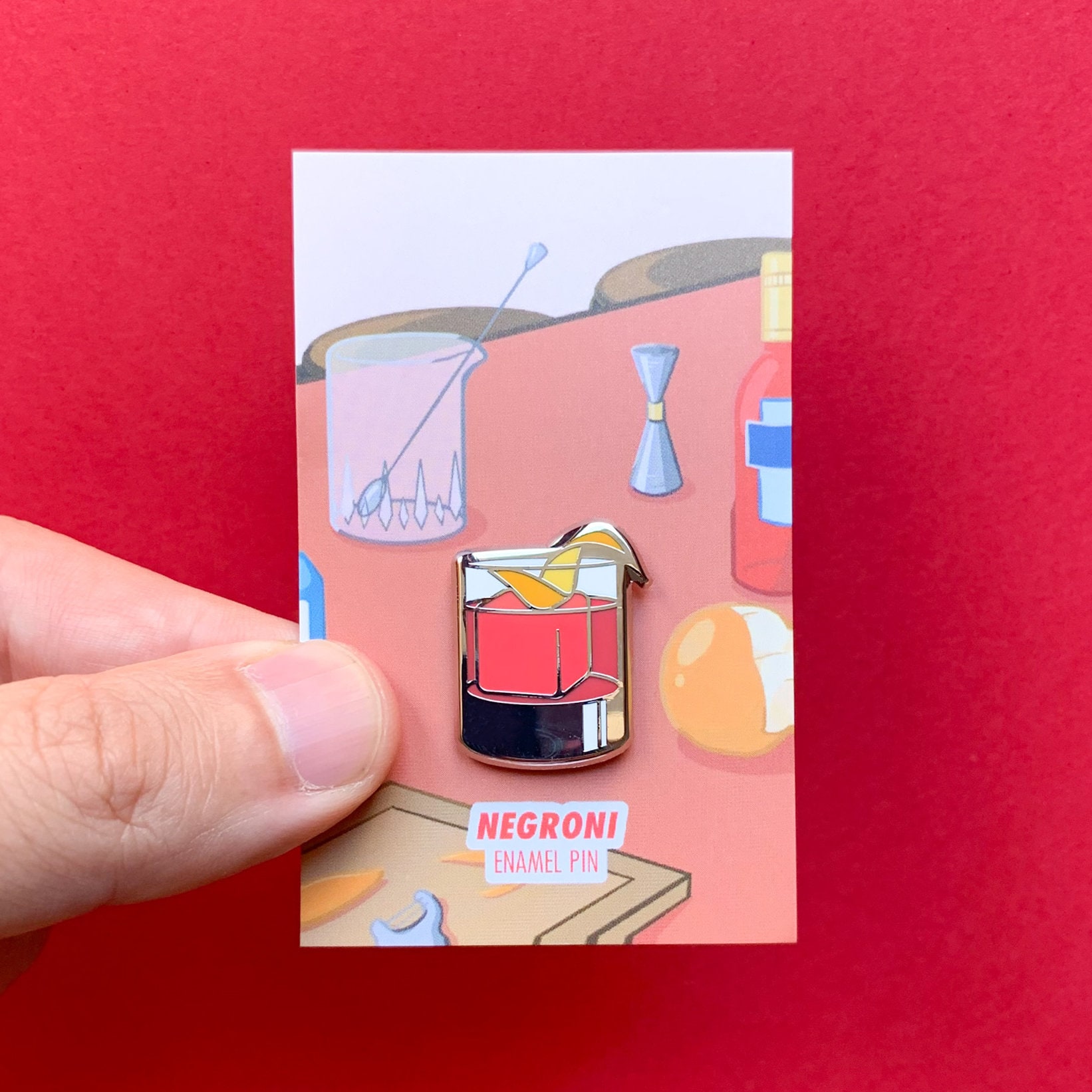 Negroni Enamel Pin – Cocktail Gift for Bartender | Gin & Campari Pin ...