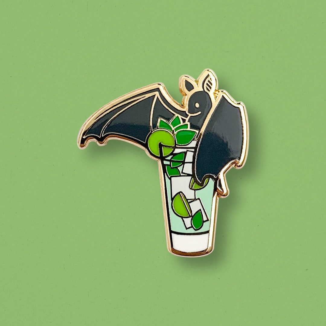 Bacardi Mojito Bat Pin: Gold-plated Enamel Cocktail Lapel Pin - Etsy