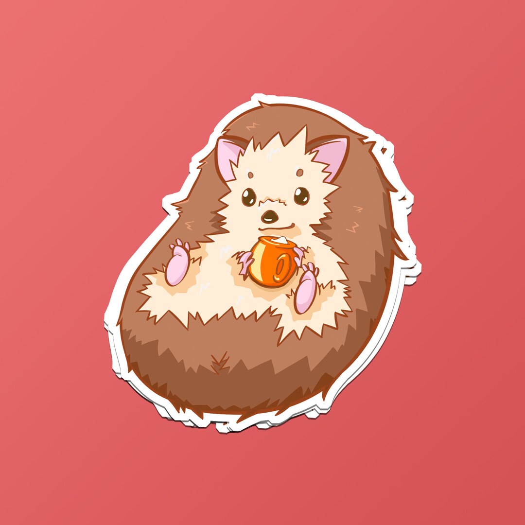 Hedgehog Cocktail Sticker | Fun Cute, Adorable and Perfect for Autumn ...