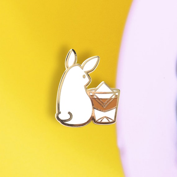 Rabbit Whisky Pin // Lucky Bunny Easter Scotch Bourbon - Etsy