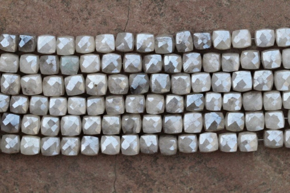 8 Inch Long Strand Faceted Silverite Gemstone Cube Beads,7 Mm, Approx ...