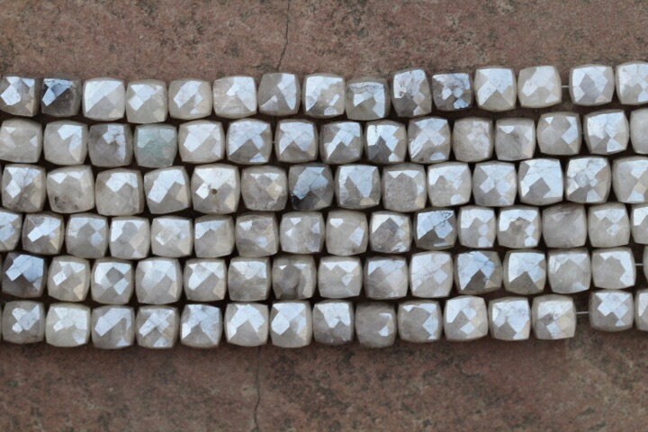 8 Inch Long Strand Faceted Silverite Gemstone Cube Beads,7 Mm, Approx ...