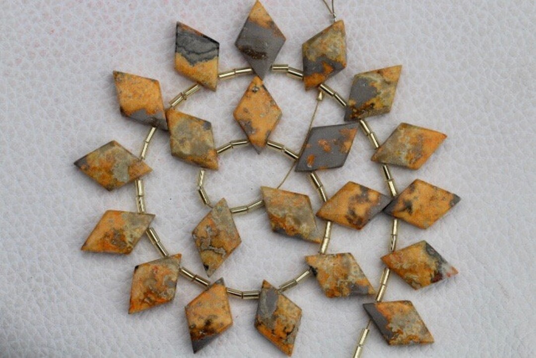 Natural, 10 Piece Smooth Rhombus Shape of Bumblebee Gemstone Beads ...