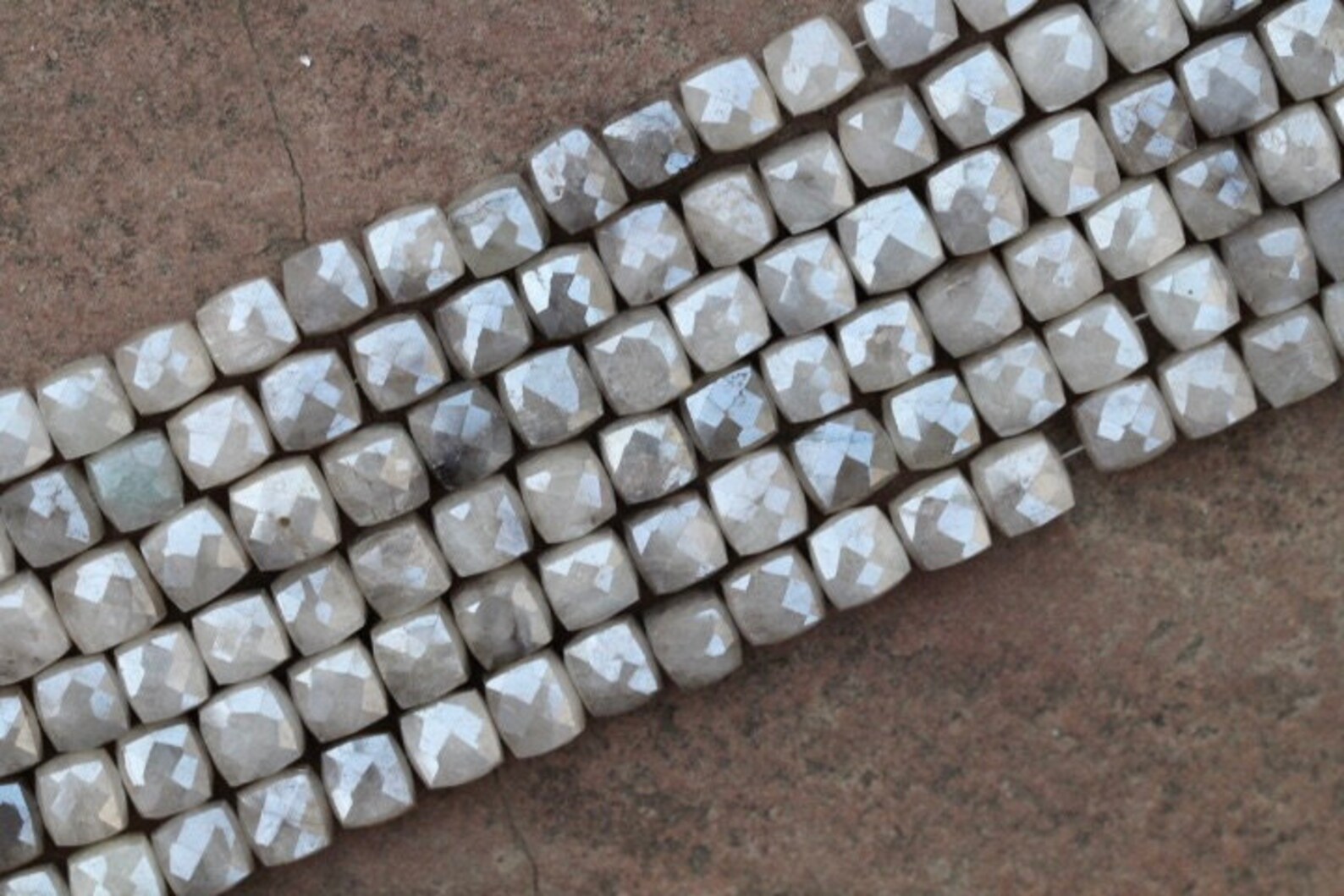 8 inch long strand faceted silverite gemstone cube beads7 | Etsy
