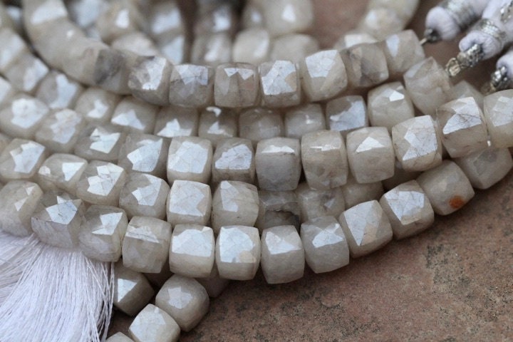 8 Inch Long Strand Faceted Silverite Gemstone Cube Beads,7 Mm, Approx ...