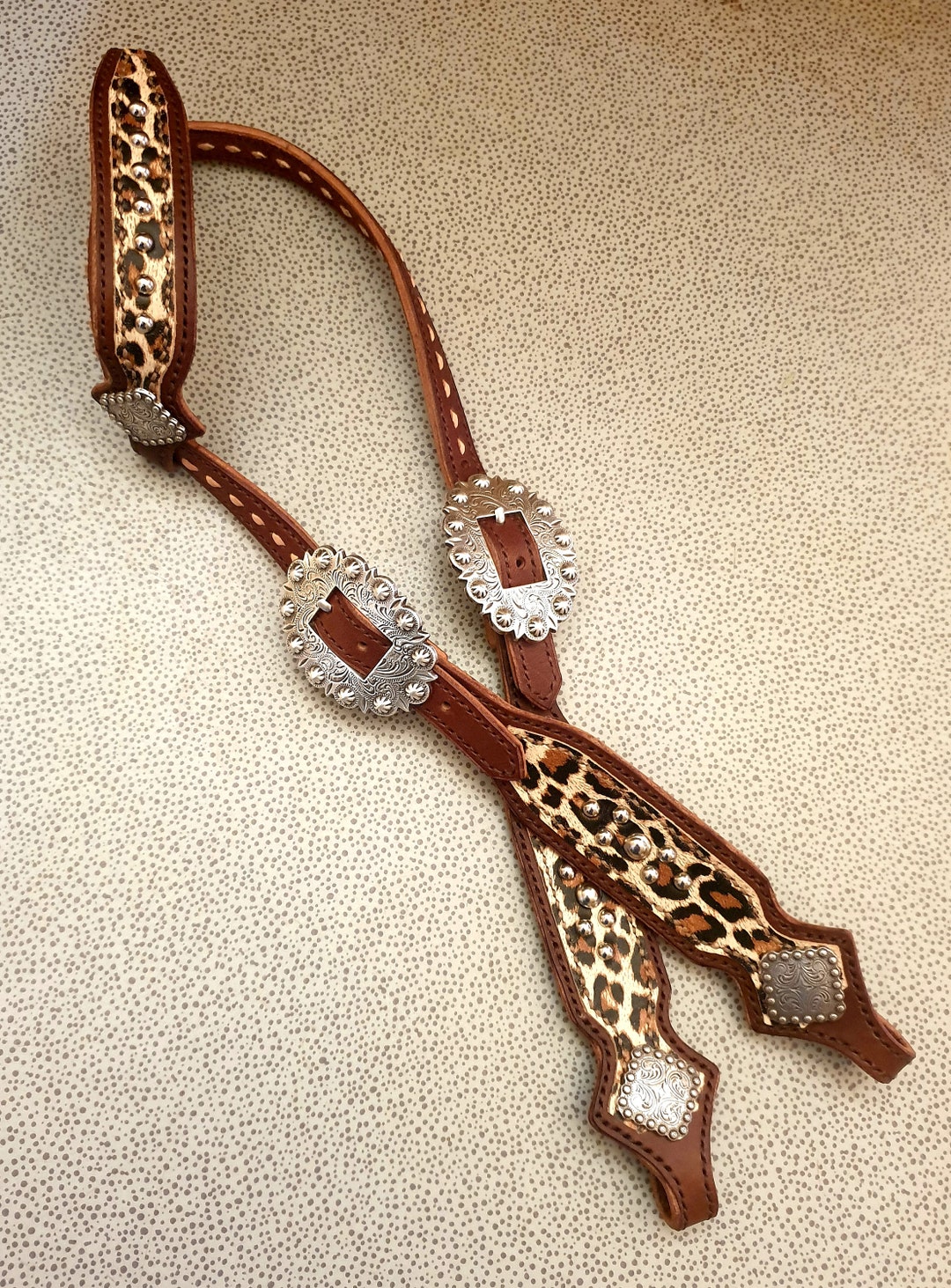 Cheetah Print Overlay Leather Headstall Rodeo Tack - Etsy