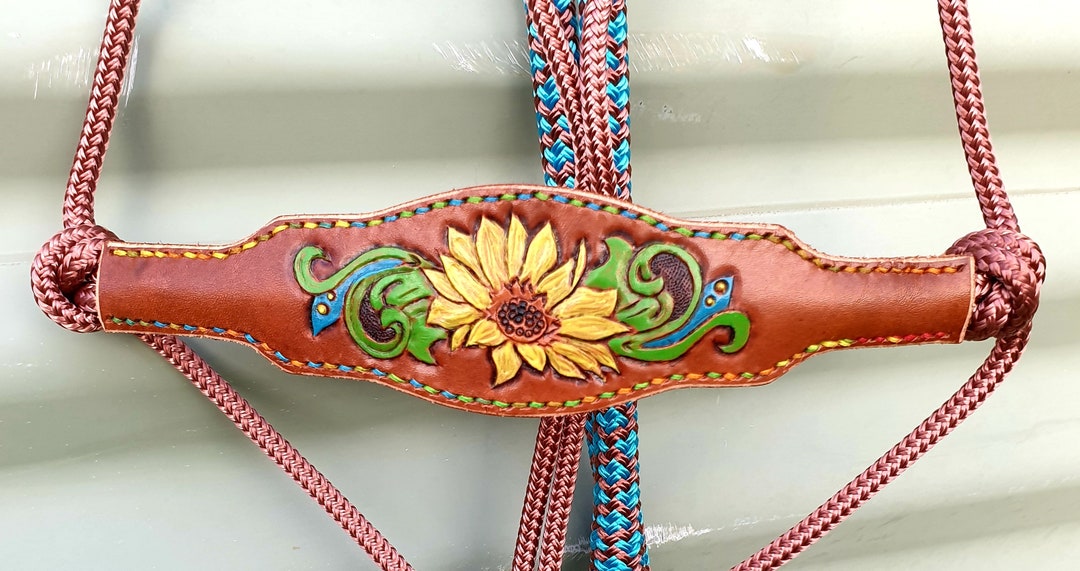 Carved Sunflower Scroll Bronc Nose Halter and Lead Set (004) - Etsy