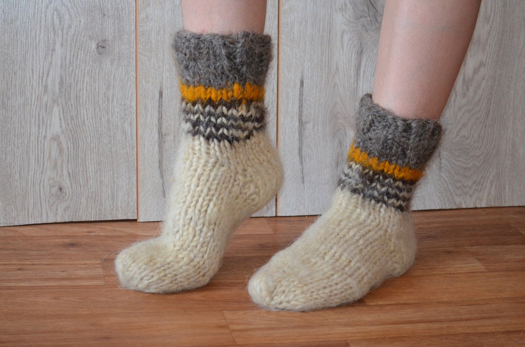 Нand Knit Sock Pure Wool / Knitted Нandmade Ukrainian Socks / Knitted ...