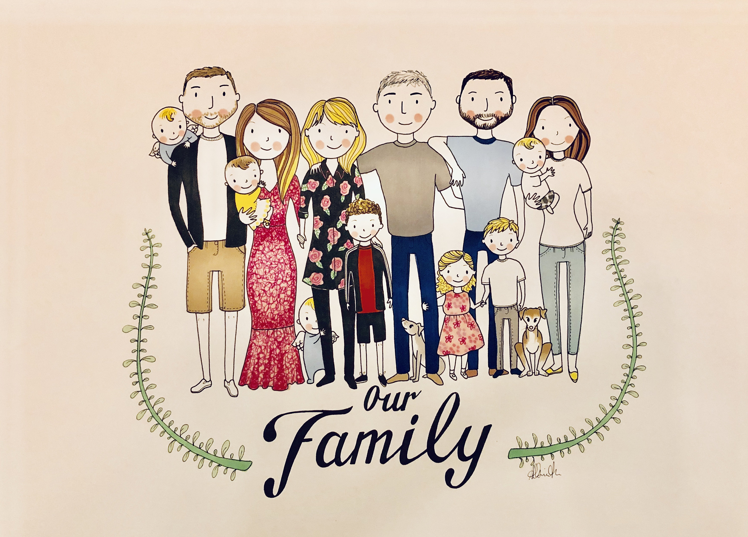 Hand Drawn Family Illustration Art - Etsy