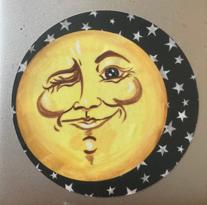 3 Vinyl Over the Moon Alchemy Logo Winking Moon Sticker - Etsy