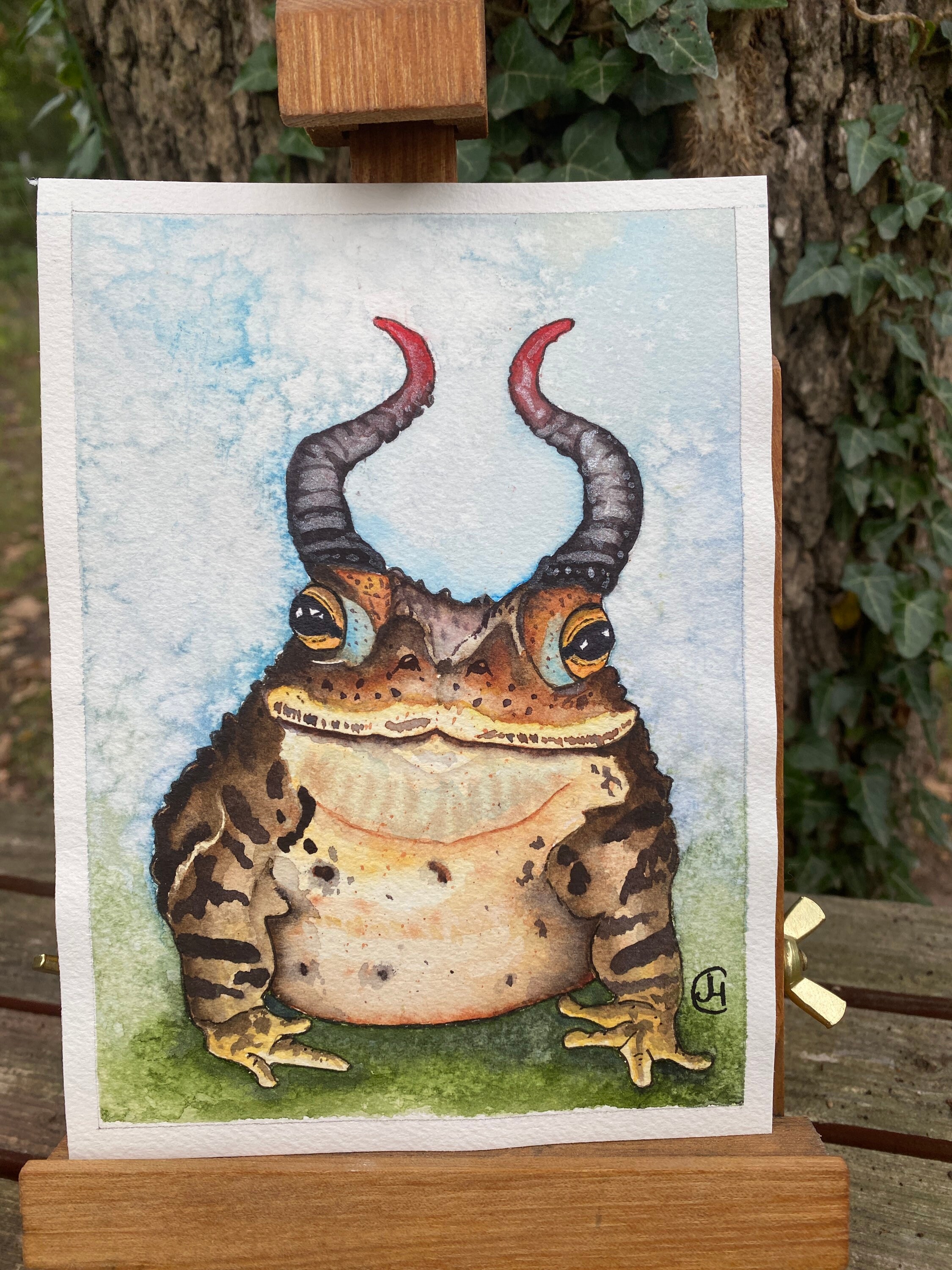ORIGINAL fantasy Toad painting, whimsical frog art, magical frog and ...