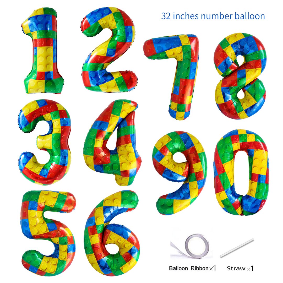 32 Block Pattern Number Balloon Block Birthday Party - Etsy