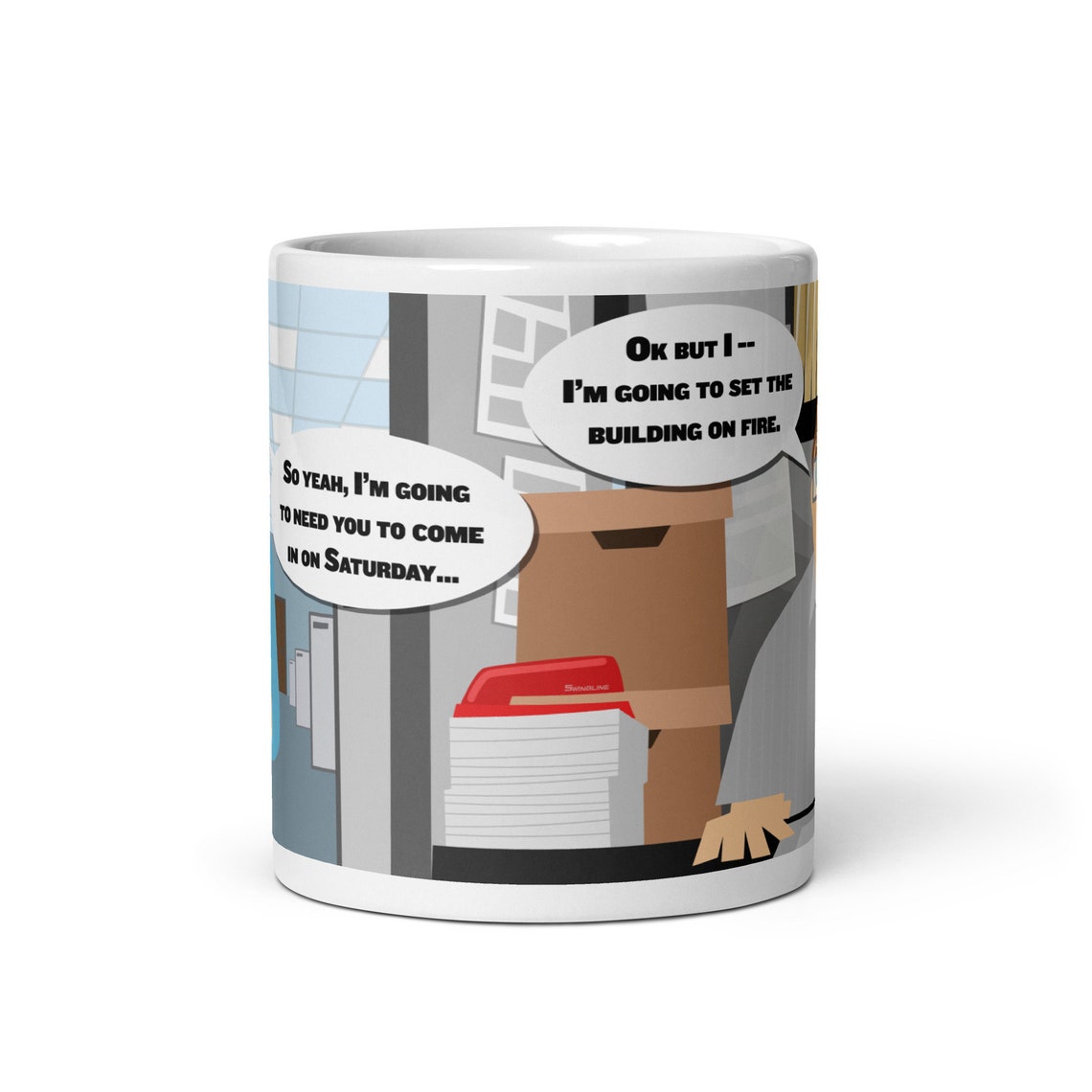OFFICE SPACE | Milton | Bill Lumbergh | Initech White Glossy Mug - Etsy
