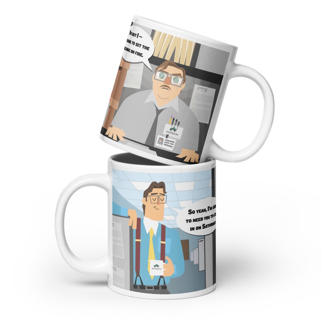OFFICE SPACE | Milton | Bill Lumbergh | Initech White Glossy Mug - Etsy
