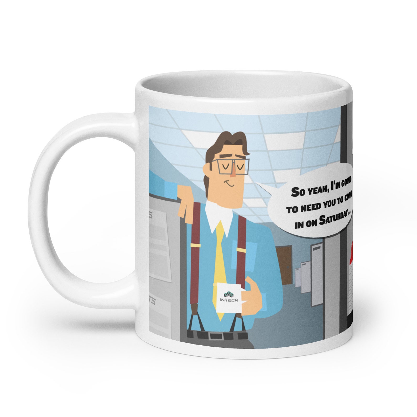 OFFICE SPACE | Milton | Bill Lumbergh | Initech White Glossy Mug - Etsy